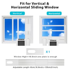 Estoder Portable Air Conditioner Window Vent Kit with 5.9" Exhaust Hose (Length Up To 79”), Universal Portable AC Duct Kit with Coupler, Adjustable Window Seal for Sliding Vertical & Horizontal Window