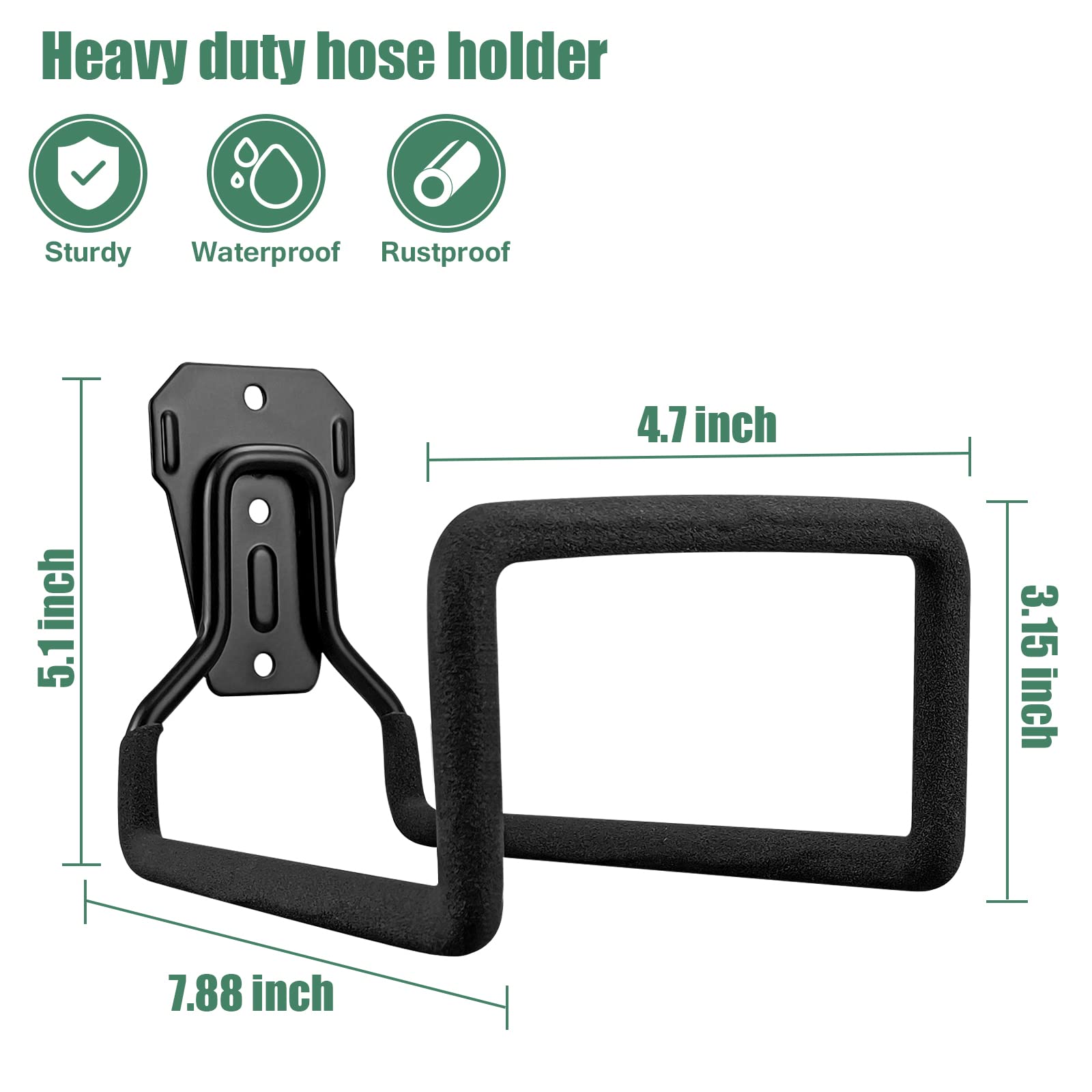 Hose Holder Wall Mount,1pc Black Garden Hose Holder,Water Hose Holders for Outside,Hold 125ft Hose, Reliable and Heavy Duty Rust-Free Hose Rack for Water Hose, Keep Your Backyard Neat and Clean