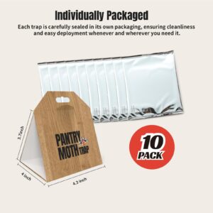 POPTRAP 10 Pack Pantry Moth Traps, Non-Toxic Glue Moth Trap for Food and Cupboard, Traps with Natrual Pheromones, Wood Grain Appearance for Pantry Moths