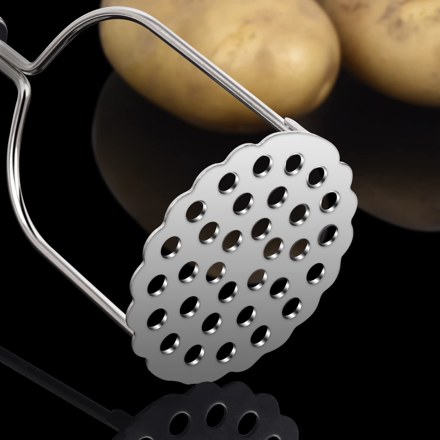 Potato Masher, Sopito 2 Pack Stainless Steel Integrated Masher Kitchen Tool Food Masher for Potatoes, Vegetables, Berries， Fruits, Baby Food, Avocado