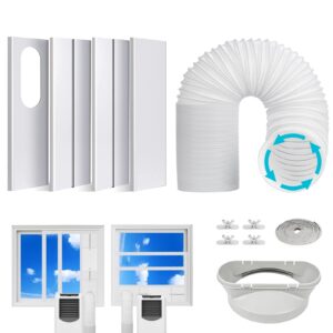 estoder portable air conditioner window vent kit with 5.9" exhaust hose (length up to 79”), universal portable ac duct kit with coupler, adjustable window seal for sliding vertical & horizontal window