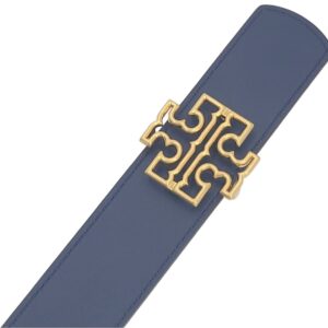 Tory Burch 141742 Britten Royal Navy Blue/New Ivory White With Gold Hardware Reversible 1.5 Inch Width Women's Belt (Small)