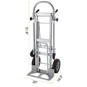 SmarketBuy 3 in 1 Convertible Hand Truck 1000 LBS Weight Capacity Heavy Duty Hand Truck Durable Aluminum and Steel Construction 4 Wheels Hand Truck Dolly