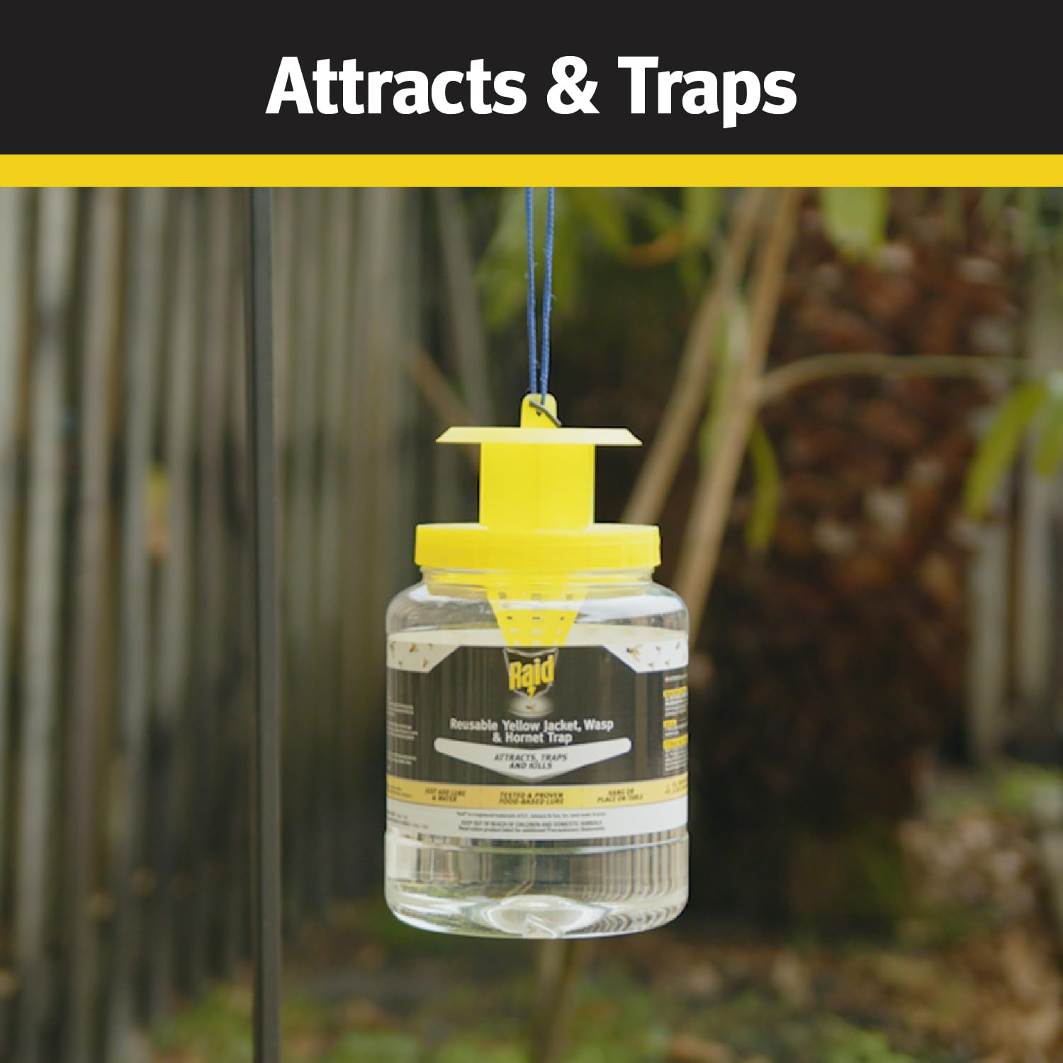 Raid Reusable Yellow Jacket, Wasp & Hornet Trap, Hanging Wasp Trap