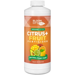 bloom city's organic citrus & fruit fertilizer for fruit trees - citrus tree fertilizer for potted trees - perfect lemon tree fertilizer, quart (32 oz)