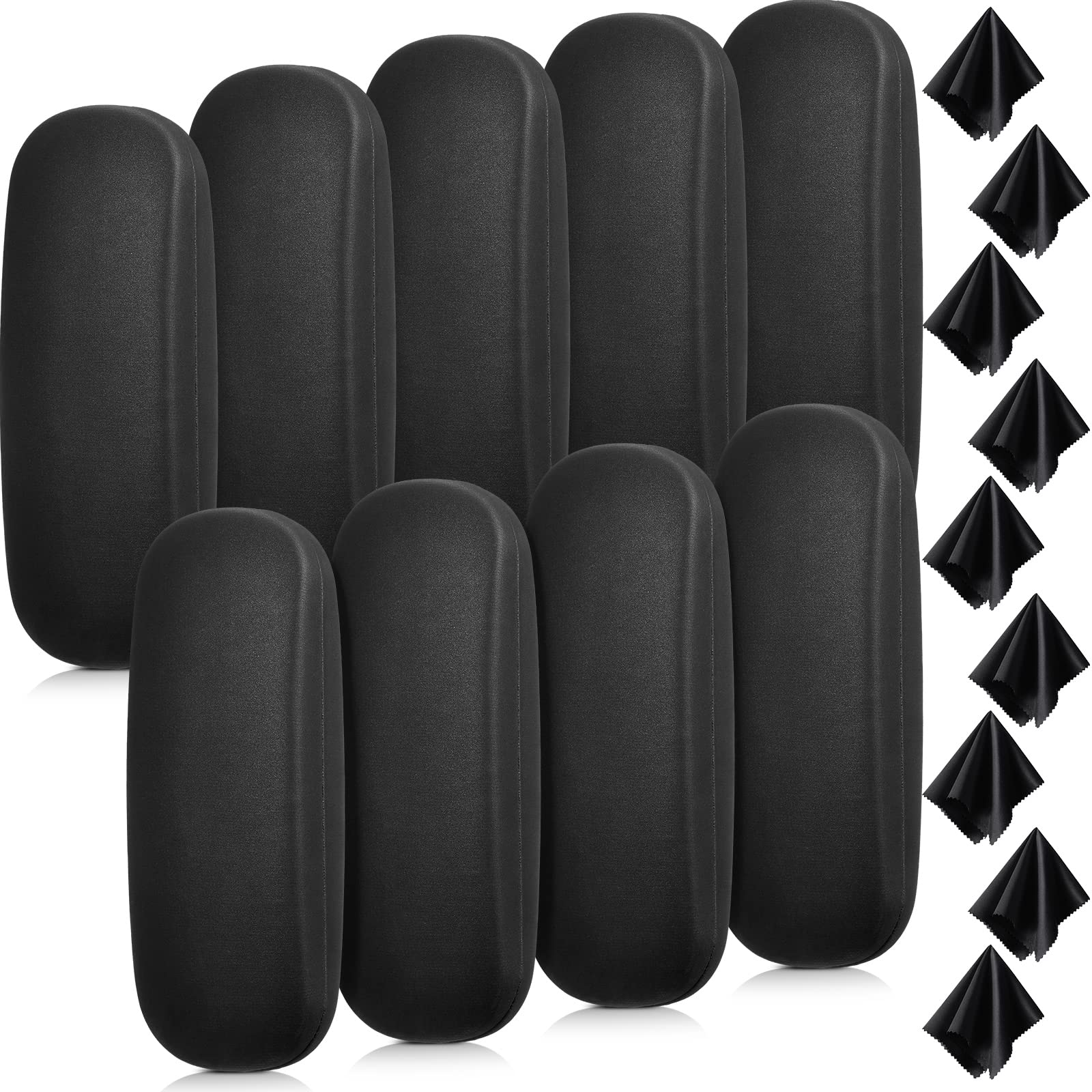 Mepase 9 Pack Black Hard Shell Eyeglasses Cases Sunglasses Case Eyeglass Case Glasses Case with Eyeglass Cloth for Men Women