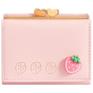 yinhexi wallet card holder, small bifold rfid blocking purse, cute small leather pocket wallet for women, girls, ladies (baby pink)