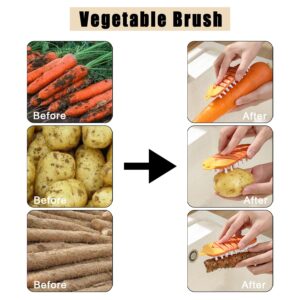 2 Pcs Vegetable Brush,Multiple Segments are Bendable Fruit Vegetable Cleaning Brush for All Kinds Fruits Vegetables(Orange)