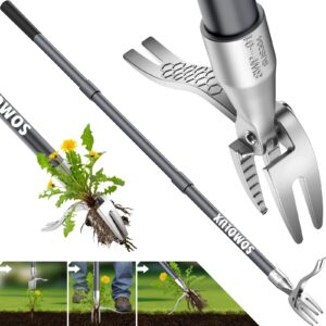 somolux 52'' weed puller stand-up weeder weeding tool for gardening heavy-duty stainless steel claw with long metal handle weed remove tool for lawn/yard and garden without bending or kneeling