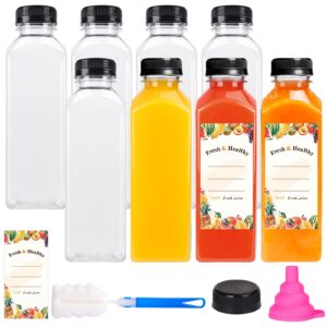 moretoes 8pcs 16oz juice bottles for juicing, plastic bottles with caps, juicing bottles reusable, juice containers, empty bottles for drinks, milk smoothie tea and other beverages