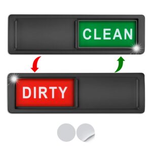 premium clean dirty dishwasher magnet, dirty clean sign for dishwasher easy to read and strong slide for changing signs, heavy duty magnet with optional stickers (red & green (black))