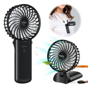 psecici handheld fan, mini portable fan with lanyard，4 speeds level personal fan, 180 degree foldable desk fan for travel outdoor office household