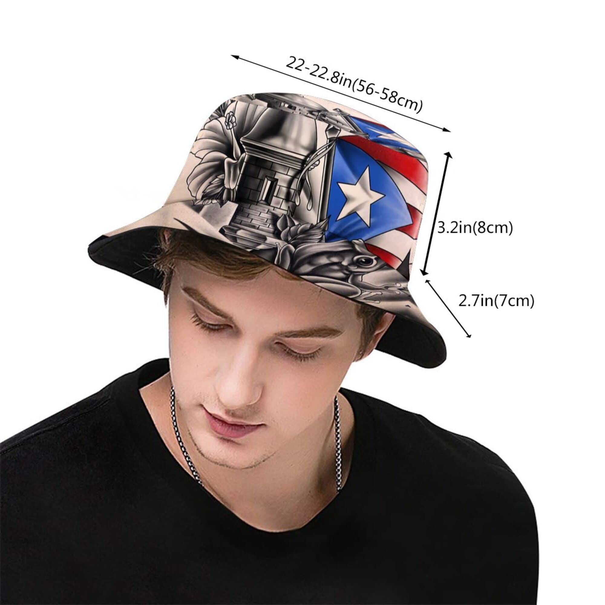 Puerto Rico Bucket Hat for Women Men, Summer Print Hat Travel Packable Sun Cap Outdoor Hat for Women and Men