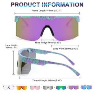 Karsaer Vision 80s 90s Retro Semi Rimless Sunglasses Neon Visor Shades Rainbow Sunlasses for Men Women