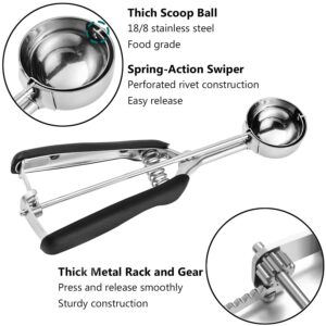 JUNADAEL J Mini Cookie Scoop 1 Tsp, Extra Small Cookie Scoop, 1 teaspoon Cookie Dough Scoop, Melon Baller Scoop, Ice Cream Scoop, Comfortable Grip, Non-Slip