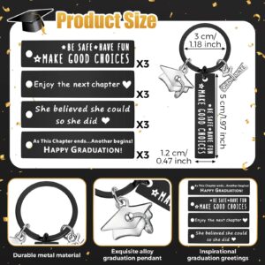 Batiyeer 24 Set Graduation Gifts Keychain for Class of 2024 with Graduation Cards for High School College Grads Women(Black Round, Black Rectangle)