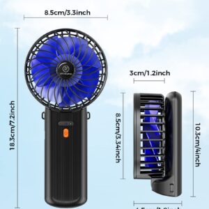 JZCreater Mini Handheld Fan,Portable Hand Held Fan, 15H Cooling Fan, Quiet 4 Speed, USB Rechargeable Battery Operated Desk Fan, Small Folding Electric Fan for Travel Outdoor Home Office Makeup, BLACK