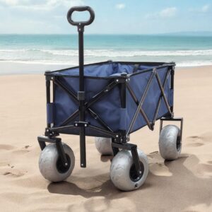 Rangland Beach Wagon with Big Wheels for Sand - All Terrain Steel Frame Utility Cart with 9" Pneumatic Tires, Collapsible Folding Design (Sand Warrior RX800)