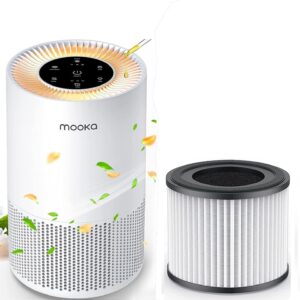 air purifier and filter combo, air purifiers for home large rooms up to 1200ft², mooka h13 true hepa air purifier for bedroom pets with fragrance sponge, timer, air filter cleaner