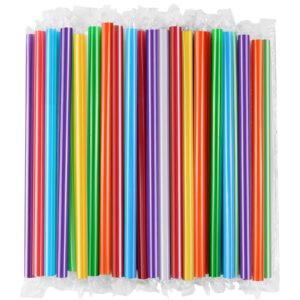 [individually wrapped] 100 pcs disposable jumbo smoothie straws, wide-mouthed multi colors milkshakes plastic drinking straws, (8.27" long and 0.43" diameter) bpa free