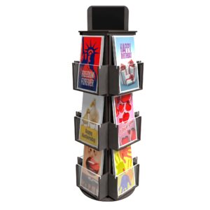 ds the display store black 3 tier wooden rotating greeting card retail display stand, sticker display card stand, rotating display stand & sticker holder, retail counter vendor display