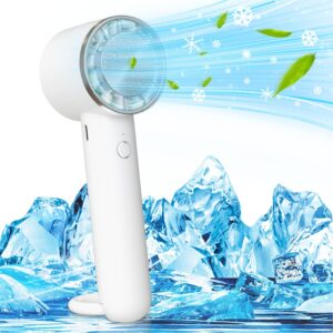 cerobear handheld cooling fan, new upgrade portable fan with cold compress function, 3 speeds adjustable rechargeable usb mini face fan for makeup travel indoor outdoor-white