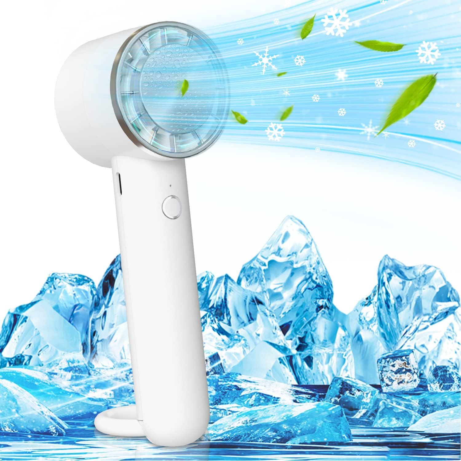 CEROBEAR Handheld Cooling Fan, New Upgrade Portable Fan with Cold Compress Function, 3 Speeds Adjustable Rechargeable USB Mini Face Fan for Makeup Travel Indoor Outdoor-White