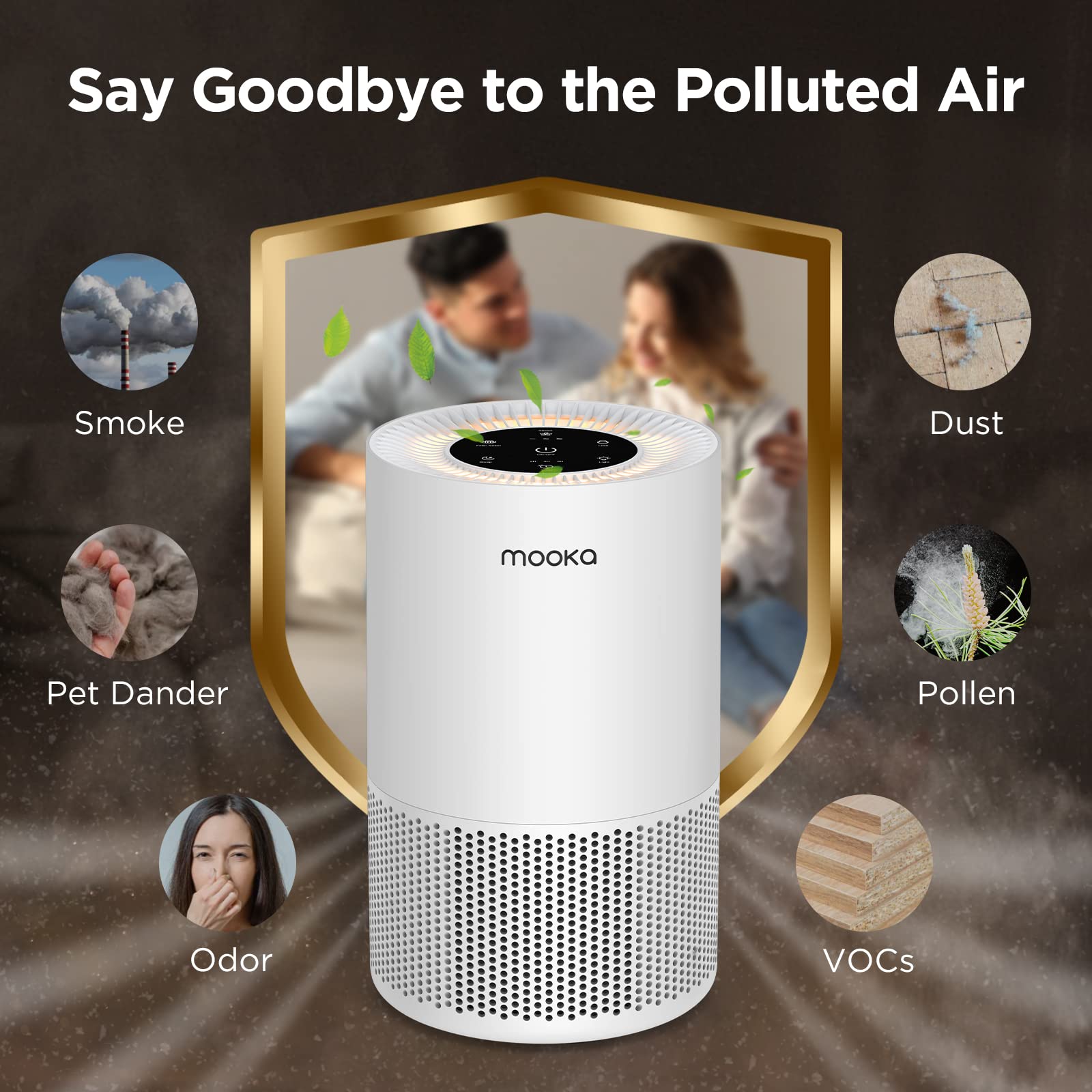 Air Purifier and Filter Combo, Air Purifiers for Home Large Rooms up to 1200ft², MOOKA H13 True HEPA Air Purifier for Bedroom Pets with Fragrance Sponge, Timer, Air Filter Cleaner