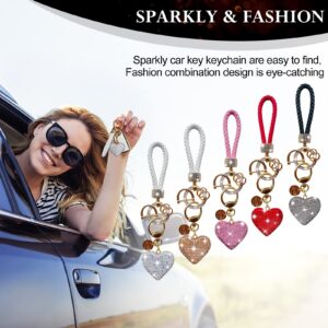 TX-INNO AUTO Crystal Car Keychain for Women with Sparkly Rhinestones Pink Heart Shape, Pretty Key Chains for Girls Birthday Christmas Easter Valentines Day Mothers Day Gifts