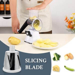 Cheese Graters with Handle, Manual Cheese Shredder Rotary Grater with 3 Replaceable Drum Blades for Vegetables, Fruit, Food, Nuts