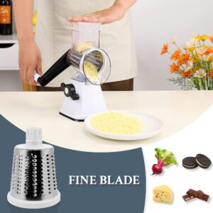 Cheese Graters with Handle, Manual Cheese Shredder Rotary Grater with 3 Replaceable Drum Blades for Vegetables, Fruit, Food, Nuts