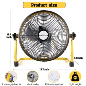 jdzhineng Battery Operated Fan, 15000mAh Battery Powered Fan, Portable Rechargeable Floor Fan for Camping, Travel and Home. Cordless Outdoor Fan with Metal Blade.