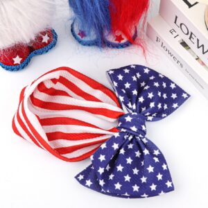 YanJie 4th of July Baby Nylon Headbands, Red Blue White Star Hair Accessories with Big Bows for Newborns, Infants, and Toddler Girls (America Flag)