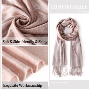 RonFoxi Rose Gold Sparkly Evening Shawls, Glittering Metallic Wraps and Scarves for Women Wedding Dresses (Rose Gold)