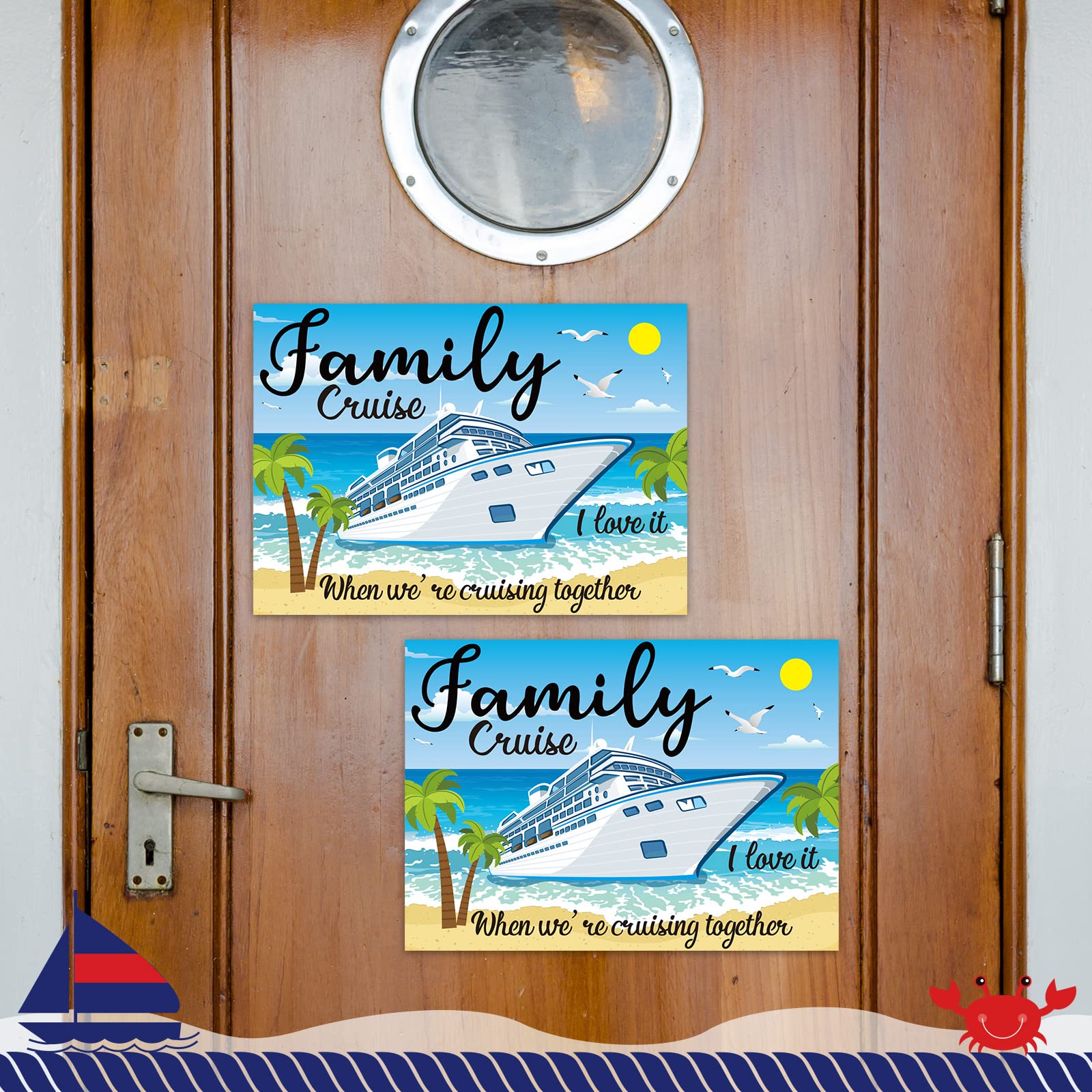 Xuhal 4 Pcs Large Cruise Door Magnets Decorations Magnetic Summer Beach Magnets Cruise Ship Magnets Funny Beach Nautical Magnet Decal Sticker for Cabin Fridge Refrigerator Car Carnival Anniversary