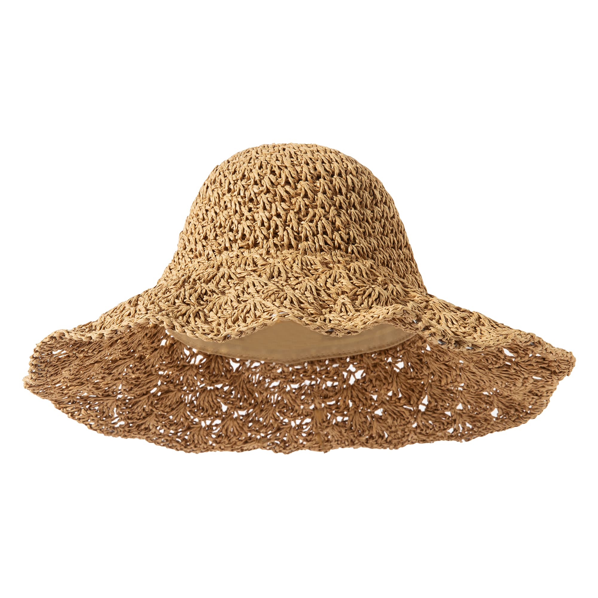 Lanzom Womens Ladies Straw Hat Wide Brim Beach Sun Cap Foldable Large Floppy Braided Sun Hat for Travel (Khaki)