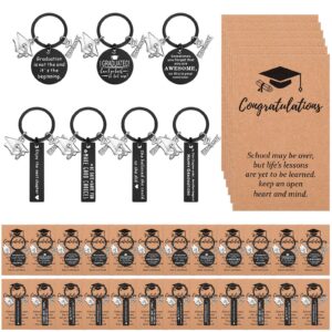 batiyeer 24 set graduation gifts keychain for class of 2024 with graduation cards for high school college grads women(black round, black rectangle)