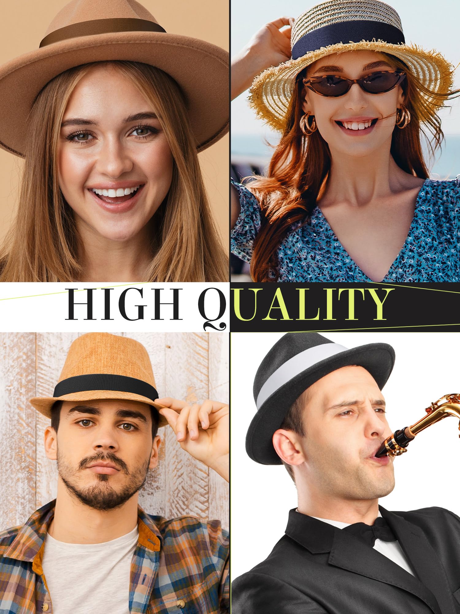 Yahenda 9 Pcs Stretchable Hat Band Ribbon Panama Hat Band Western Cowboy Hat Band Costume Headwear for Women Men (Multicolor)