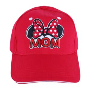 disney womens minnie mouse mom fan baseball hat (red)