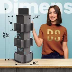 DS THE DISPLAY STORE Black 3 Tier Wooden Rotating Greeting Card Retail Display Stand, Sticker Display Card Stand, Rotating Display Stand & Sticker Holder, Retail Counter Vendor Display