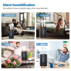 6L Humidifiers for Bedroom Large Room Home, Cool and Warm Humidifiers for Baby and Plants Mist Top Fill Desk Humidifiers Essential Oil Diffuser, Quiet with Adjustable Mist,360°Nozzle-Black