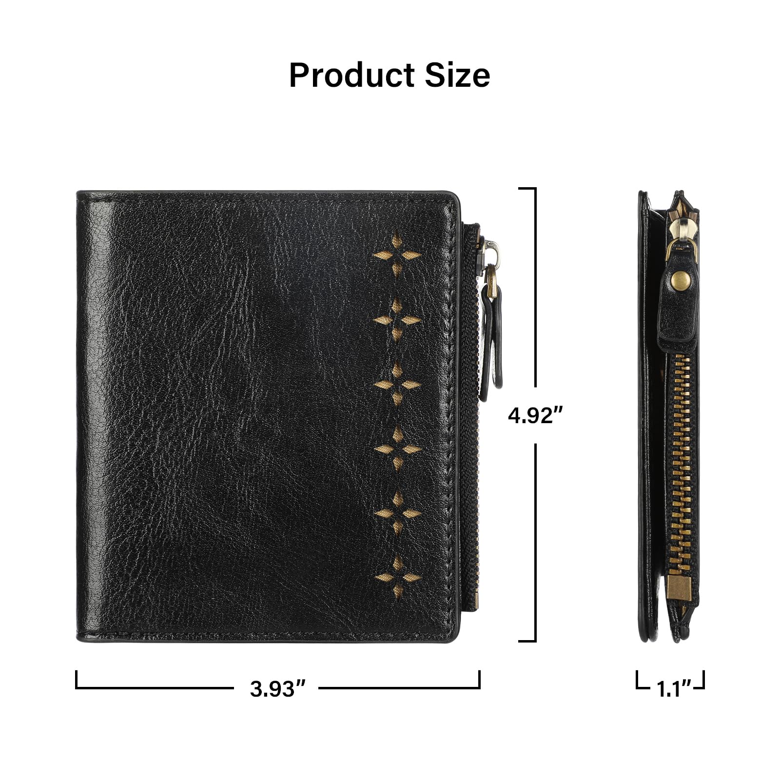 Lavemi Ultra Thin Small Compact Leather Womens Girls Wallets RFID Blocking Credit Card Holder for Women(1-Black)