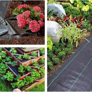 Groweco Landscape Fabric 6ft X 50ft Weed Barrier Landscape Fabric Heavy Duty Premium 3.2oz Garden Fabric Weed Barrier Weed Block Gardening Mat,Woven Geotextile Fabric Ground Cover Weed Barrier