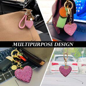 TX-INNO AUTO Crystal Car Keychain for Women with Sparkly Rhinestones Pink Heart Shape, Pretty Key Chains for Girls Birthday Christmas Easter Valentines Day Mothers Day Gifts