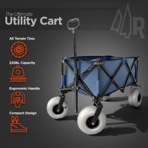 Rangland Beach Wagon with Big Wheels for Sand - All Terrain Steel Frame Utility Cart with 9" Pneumatic Tires, Collapsible Folding Design (Sand Warrior RX800)