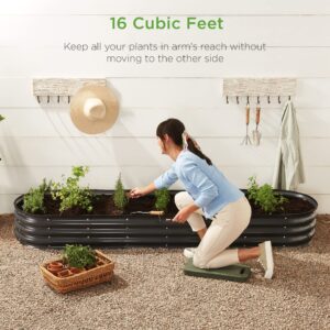 Best Choice Products 8x2x1ft Outdoor Metal Raised Garden Bed, Oval Deep Root Planter Box for Vegetables, Flowers, Herbs, and Succulents w/ 108 Gallon Capacity - Charcoal