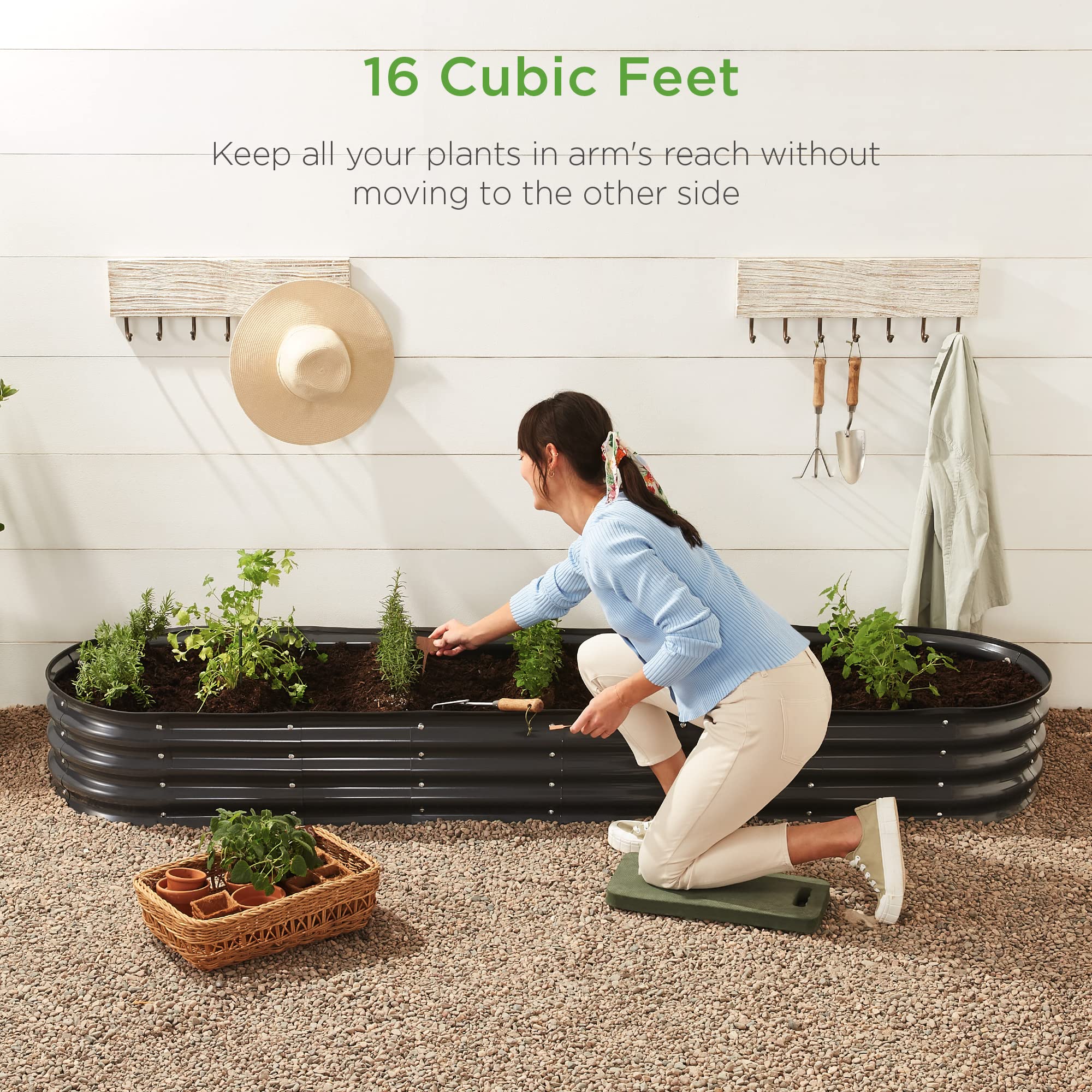 Best Choice Products 8x2x1ft Outdoor Metal Raised Garden Bed, Oval Deep Root Planter Box for Vegetables, Flowers, Herbs, and Succulents w/ 108 Gallon Capacity - Charcoal