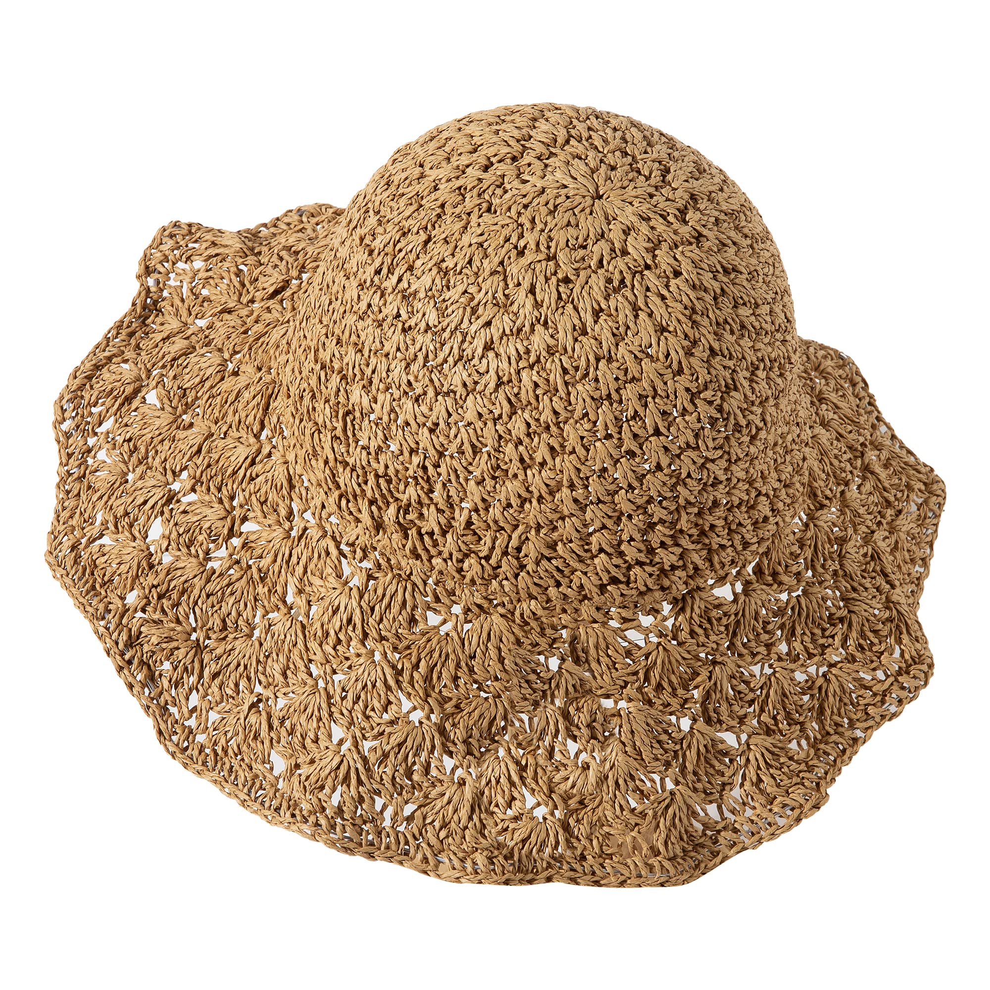 Lanzom Womens Ladies Straw Hat Wide Brim Beach Sun Cap Foldable Large Floppy Braided Sun Hat for Travel (Khaki)