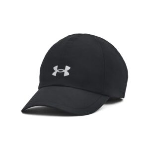 under armour womens launch run adjustable hat, (001) black/black/reflective, one size fits most