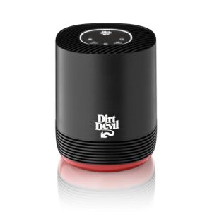 dirt devil air purifier, powerful hepa filter with 360 degree air intake, neutralize odors, captures 99.97% of particles, dust, allergens and smoke, for home, wd10100v, black